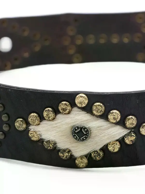 GOLDEN GOOSE Studded Pony-hair Belt