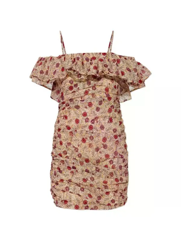 MARANT ETOILE Davilia Ruffled Floral-print Mini Dress - Neutrals