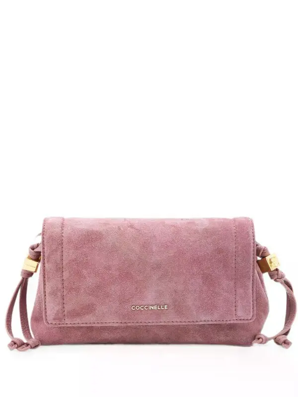 COCCINELLE Mini Suede Shoulder Bag With Logo Lettering - Pink
