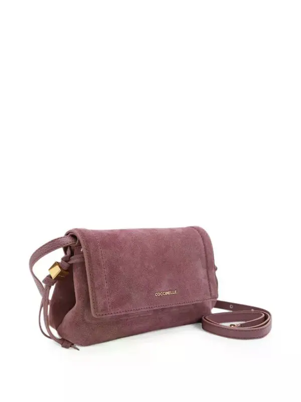 COCCINELLE Mini Suede Shoulder Bag With Logo Lettering - Pink