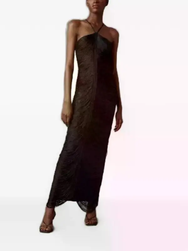 ELDORADO Fringe-trimmed Halterneck Maxi Dress
