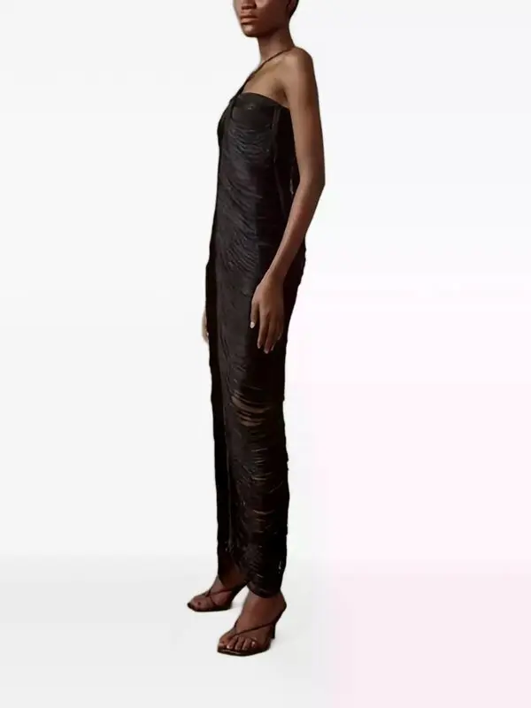 ELDORADO Fringe-trimmed Halterneck Maxi Dress