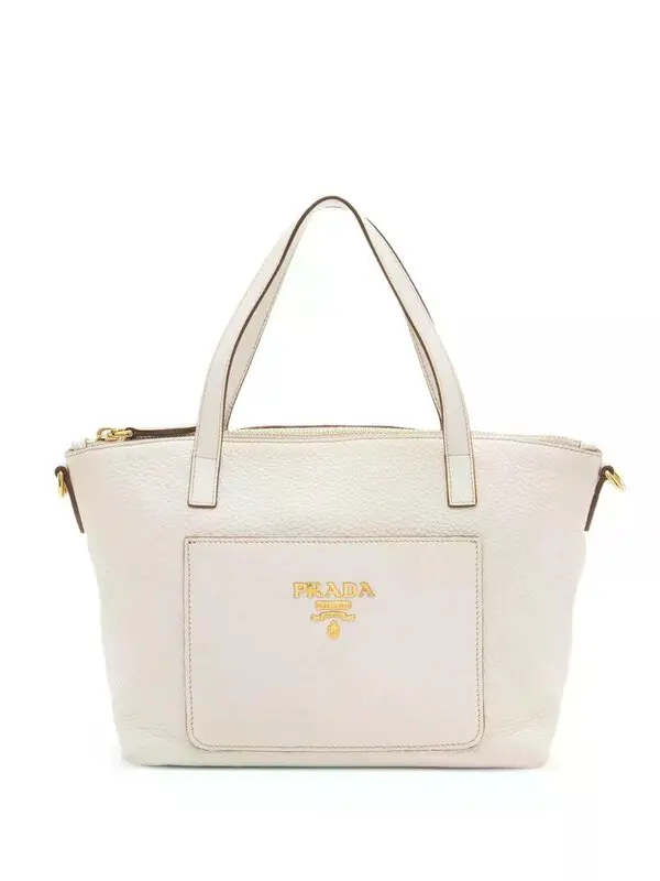 Prada Vitello Daino Pocket Tote Bag - White