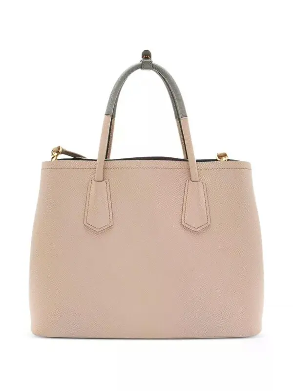 Prada Saffiano Cuir Double Tote Bag - Pink
