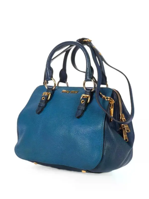 Miu Miu Madras Buckled-handles Tote Bag