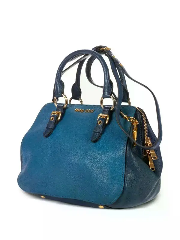 Miu Miu Madras Buckled-handles Tote Bag