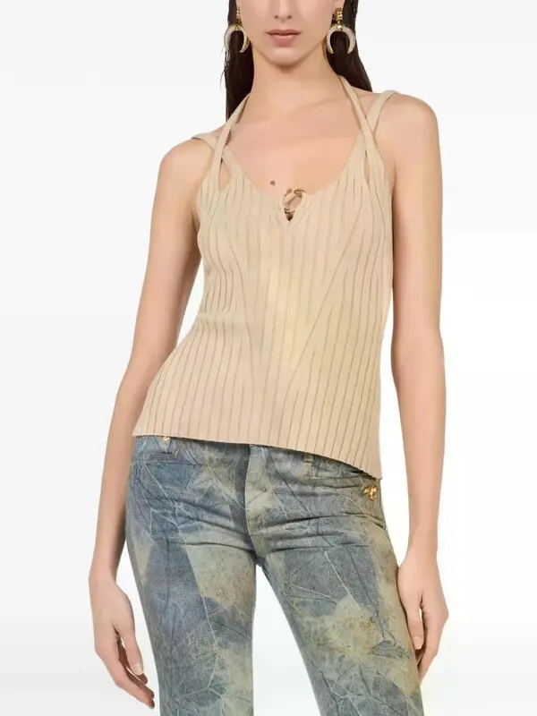 Roberto Cavalli Ribbed-knit Halterneck Top