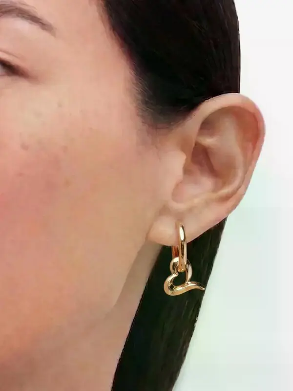 YOJ Heart Shaped Huggie Hoop Earrings - Gold