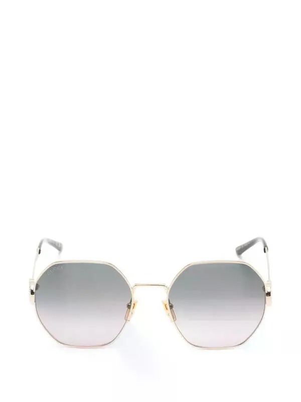 Gucci Interlocking G Crystal-embellished Geometric-frame Sunglasses - Gold
