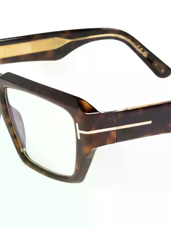 TOM FORD Tortoiseshell-effect T-motif Glasses - Brown