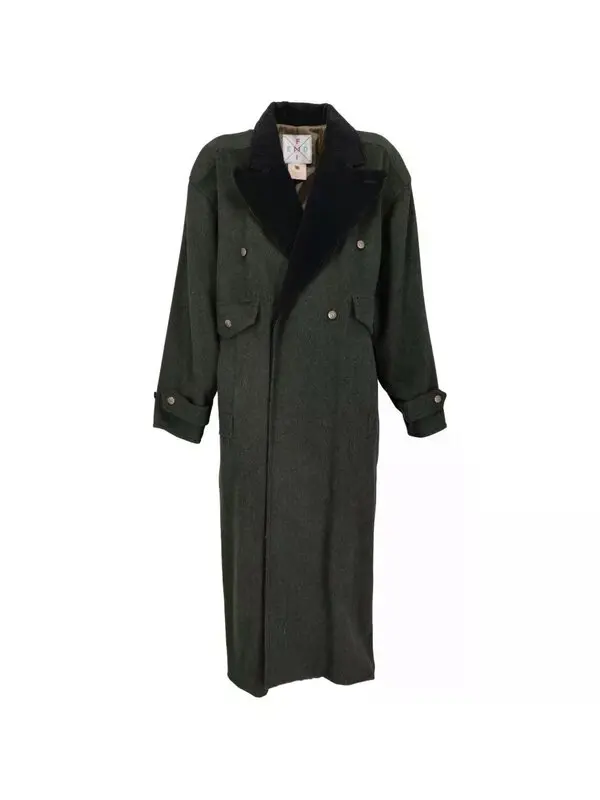 Fendi Double-breasted Corduroy-collar Coat - Green