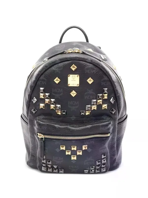 Mcm Stark Visetos Backpack With Stud Detailing - Black