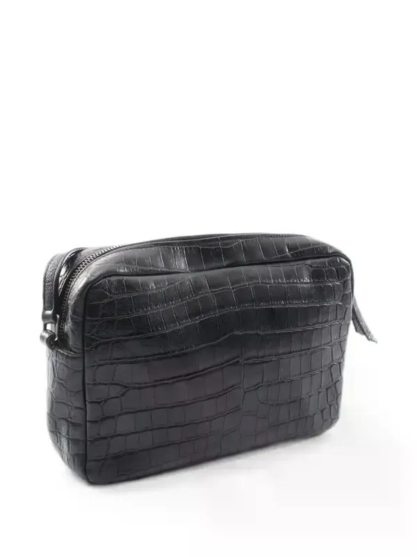 Saint Laurent Lou Croc-embossed Leather Crossbody Bag - Black