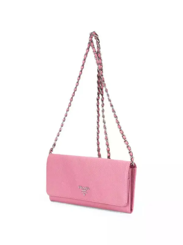 Prada Saffiano-leather Flap Chain-strap Wallet