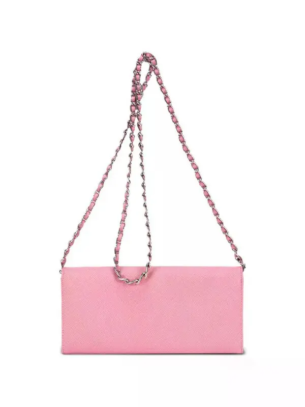 Prada Saffiano Leather Flap Chain Wallet - Pink