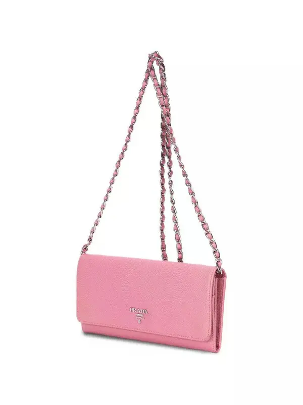 Prada Saffiano Leather Flap Chain Wallet