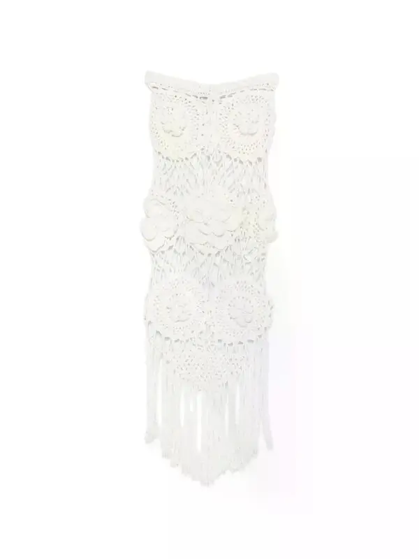 Giuseppe Di Morabito Floral Crochet Midi Skirt - White