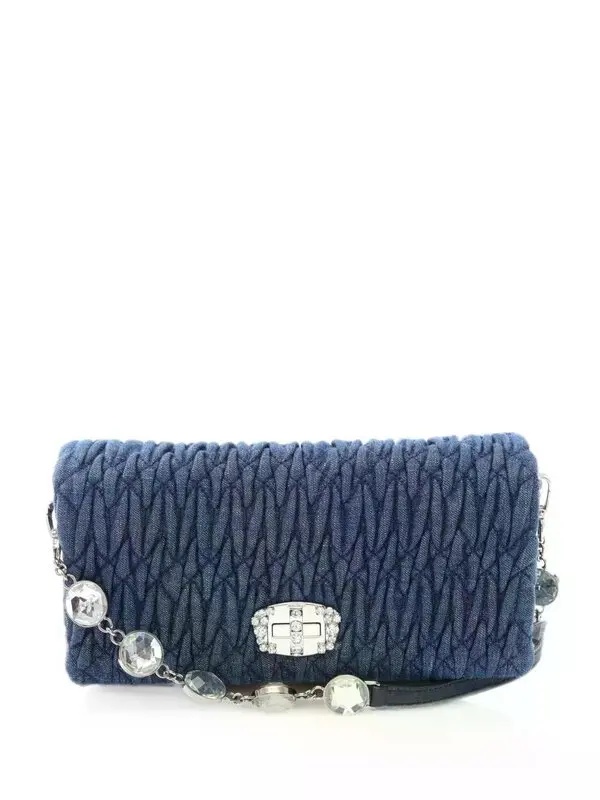 Miu Miu 2010s Crystal Matelassé Shoulder Bag - Blue