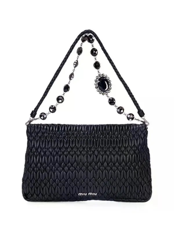 Miu Miu Iconic Crystal Cloqué Matelassé Crystal-embellished Tote Bag