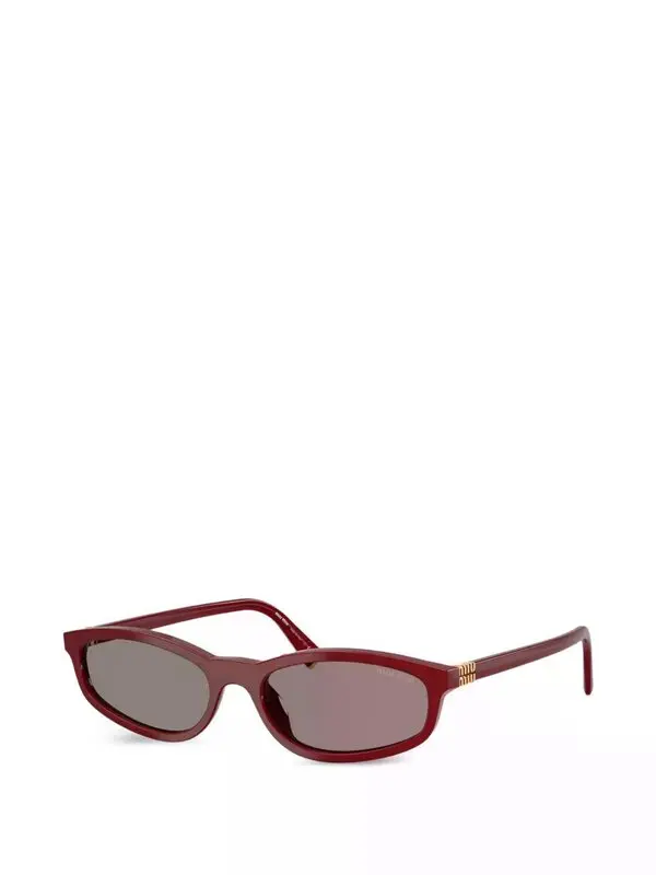 Miu Miu Regard Logo-plaque Oval-frame Sunglasses - Red