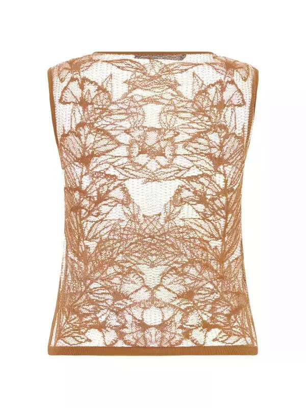 Alberta Ferretti Floral-lace V-neck Top - Neutrals