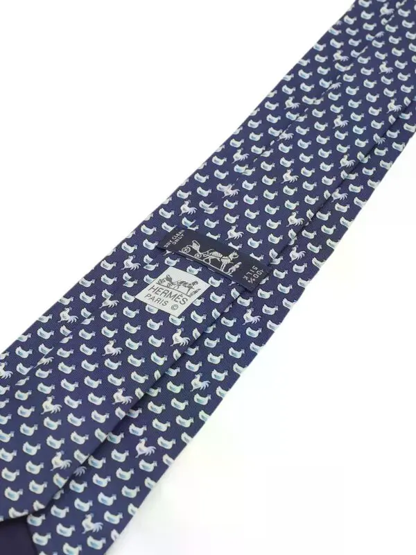 Hermès Chicken-print Tie - Blue