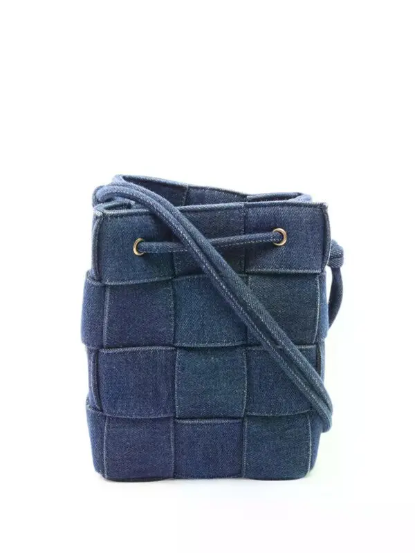 Bottega Veneta 2010s Small Cassette Denim Bucket Bag