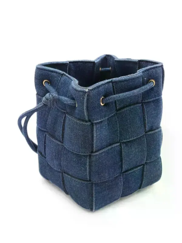 Bottega Veneta 2010s Small Cassette Denim Bucket Bag