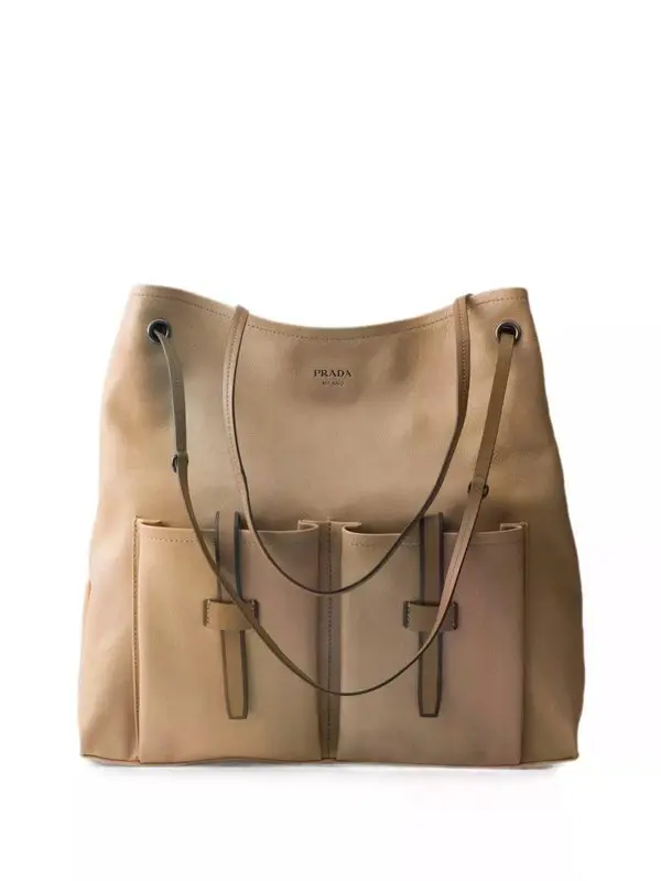 Prada Route Large Leather Bag - Neutrals