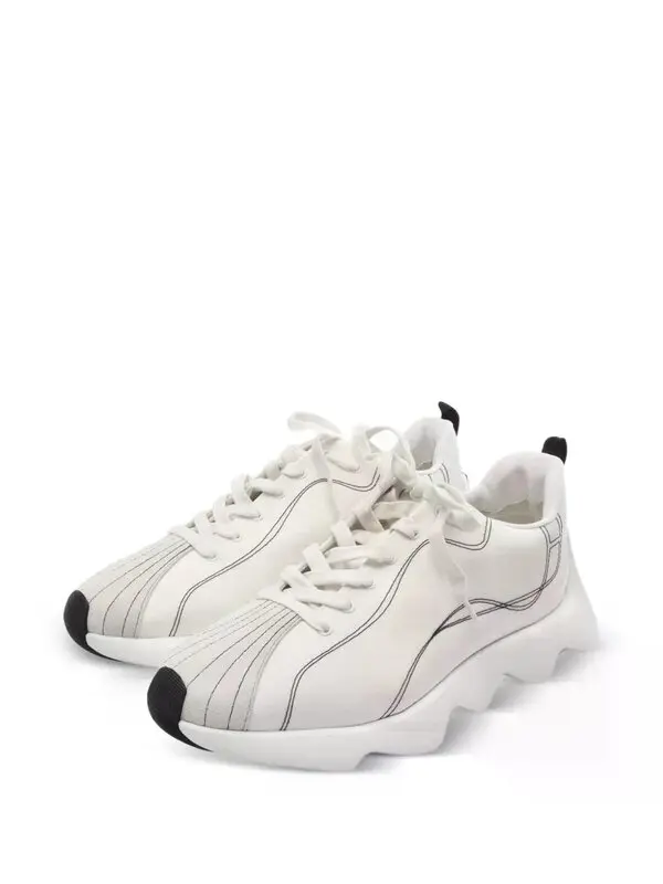 Hermès Suede Detail Lace Up Sneakers - White