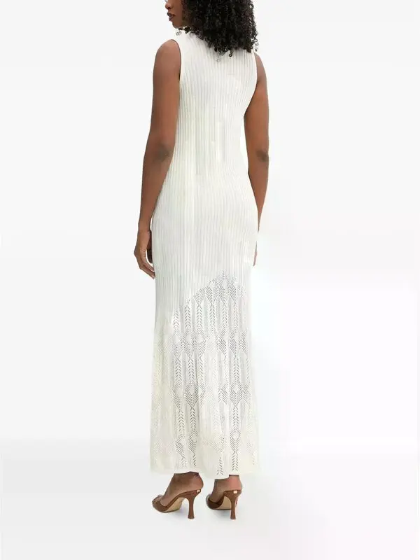 Liu Jo Pointelle-knit Ribbed Maxi Dress - Neutrals