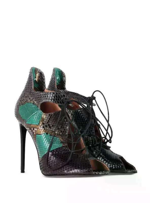 Roland Mouret Snake-print Lace-up Sandals