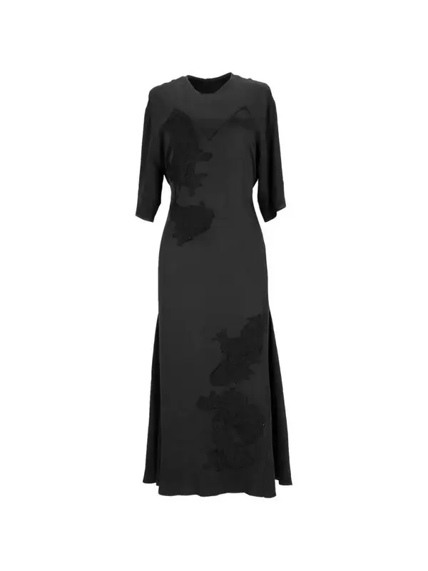 Victoria Beckham Lace-detail Belted Midi Dress - Black