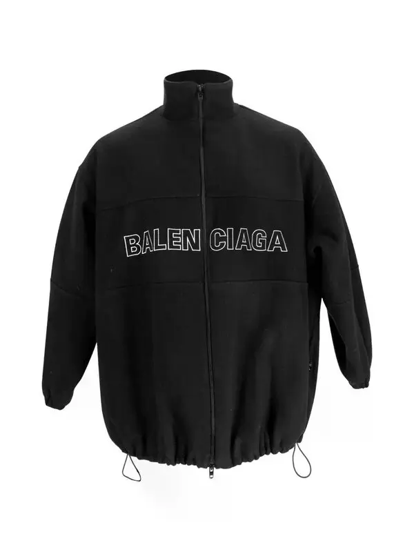 Balenciaga Logo-embroidered Zipped Sweater - Black