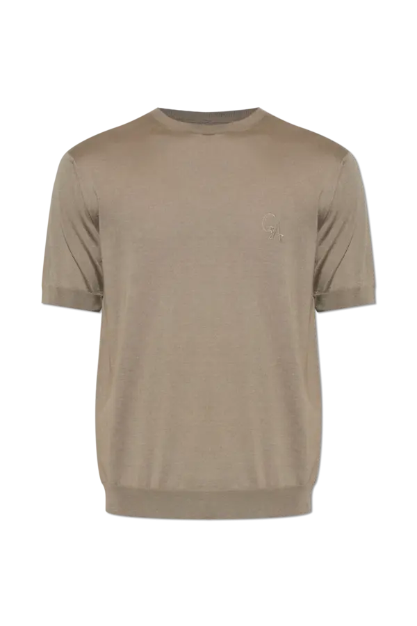 Giorgio Armani T-shirt With Embroidered Logo - Grey