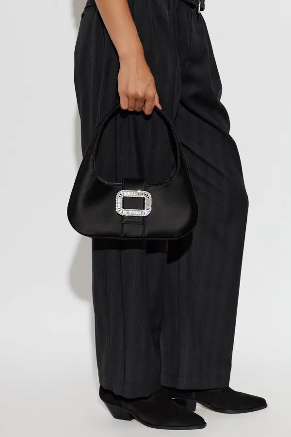ROGER VIVIER Pilgrim Satin Shoulder Bag With Rhinestone Buckle