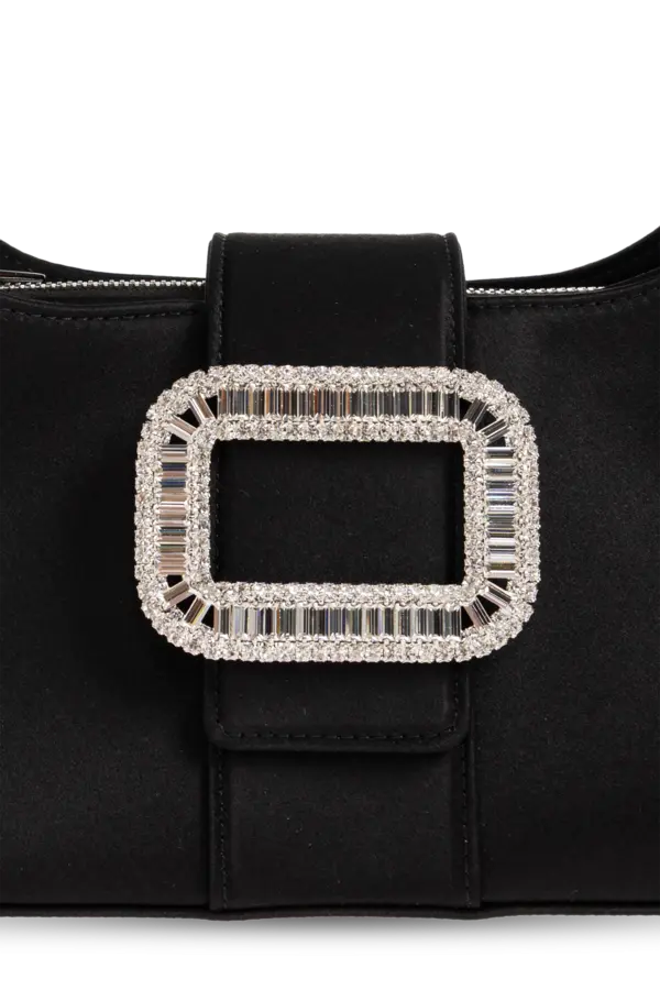 ROGER VIVIER Pilgrim Satin Shoulder Bag With Rhinestone Buckle
