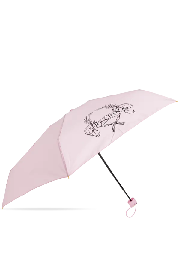 Moschino Small Folding Umbrella With Logo - Pink