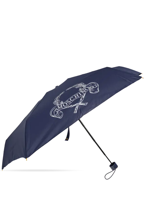Moschino Small Folding Umbrella With Logo - Navy Blue
