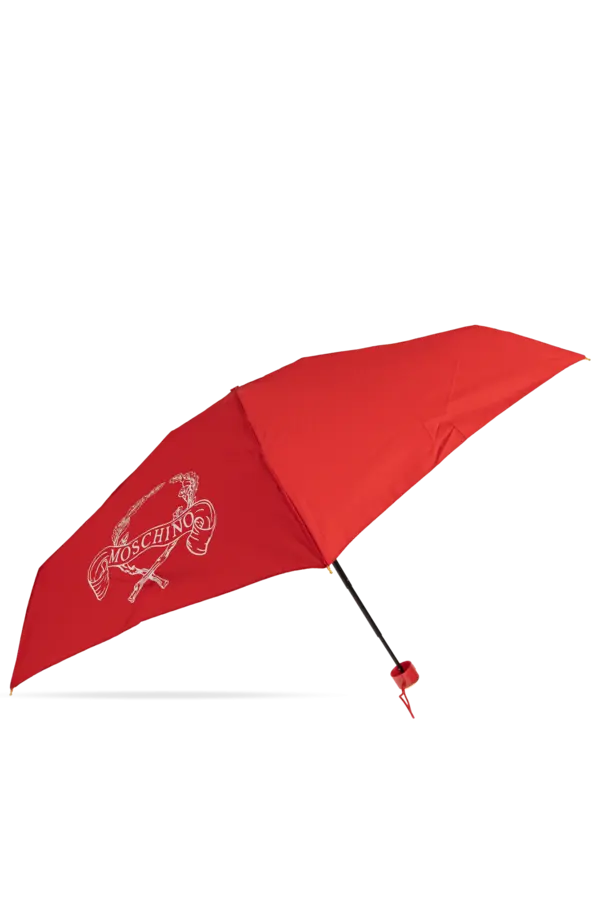 Moschino Small Folding Umbrella With Logo - Red