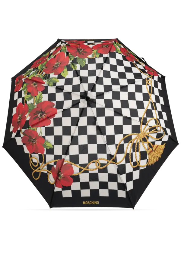 Moschino Folding Umbrella With Floral Motif