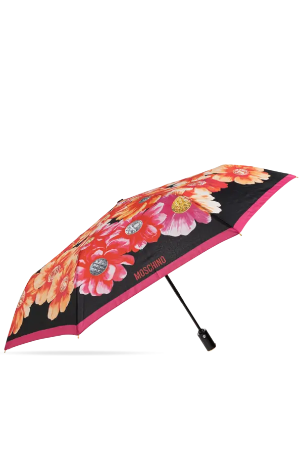 Moschino Folding Umbrella With Floral Motif - Multicolour