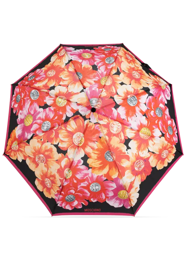 Moschino Folding Umbrella With Floral Motif
