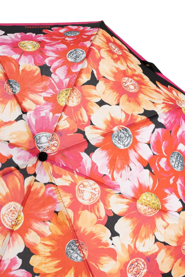 Moschino Folding Umbrella With Floral Motif