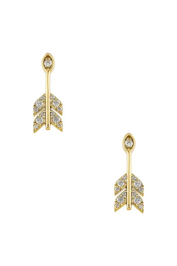 SYDNEY EVAN Marquise Protective Eye Arrow Stud Earrings In Yellow