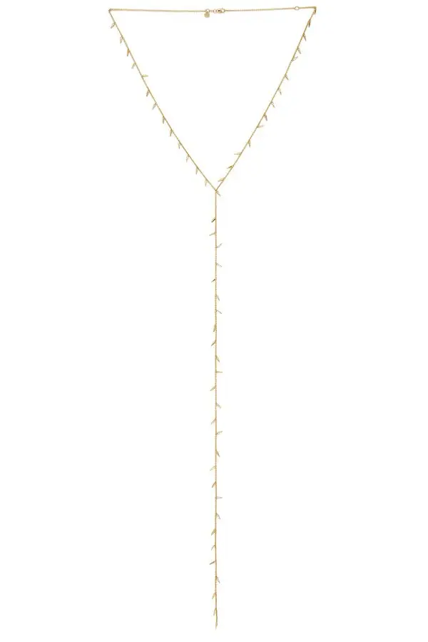 SYDNEY EVAN Small Pave Fringe Y Necklace - Gold