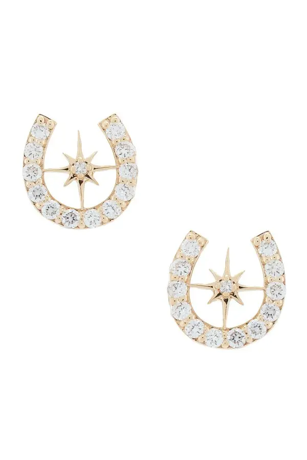 SYDNEY EVAN Starburst Horseshoe Stud Earrings - Gold