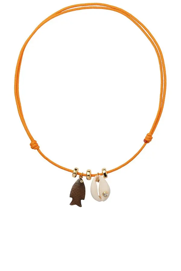 Éliou Tropicana Necklace With Fish Charm And Cowrie Shell Pendant - Orange