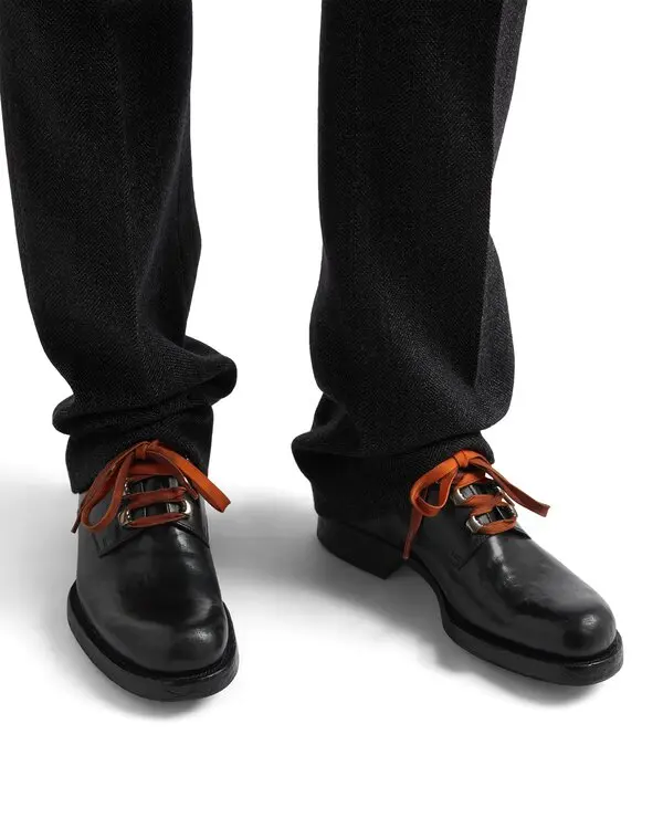 Prada Antiqued Leather Lace-up Shoes