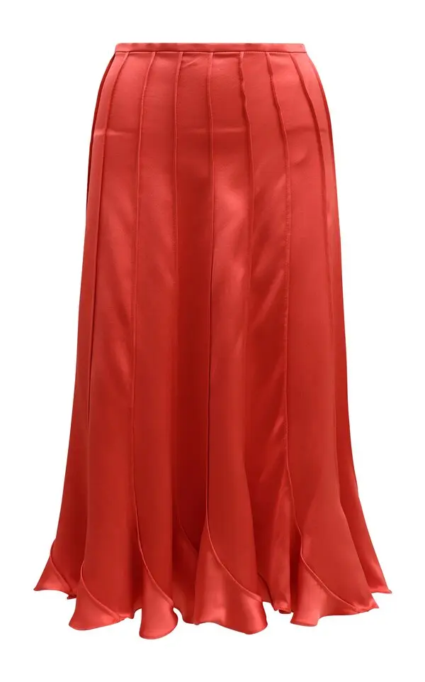 FRANCESCA MIRANDA Valencia Silk Midi Skirt - Orange